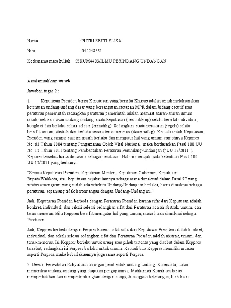 Perbedaan Keppres dan Perpres | PDF