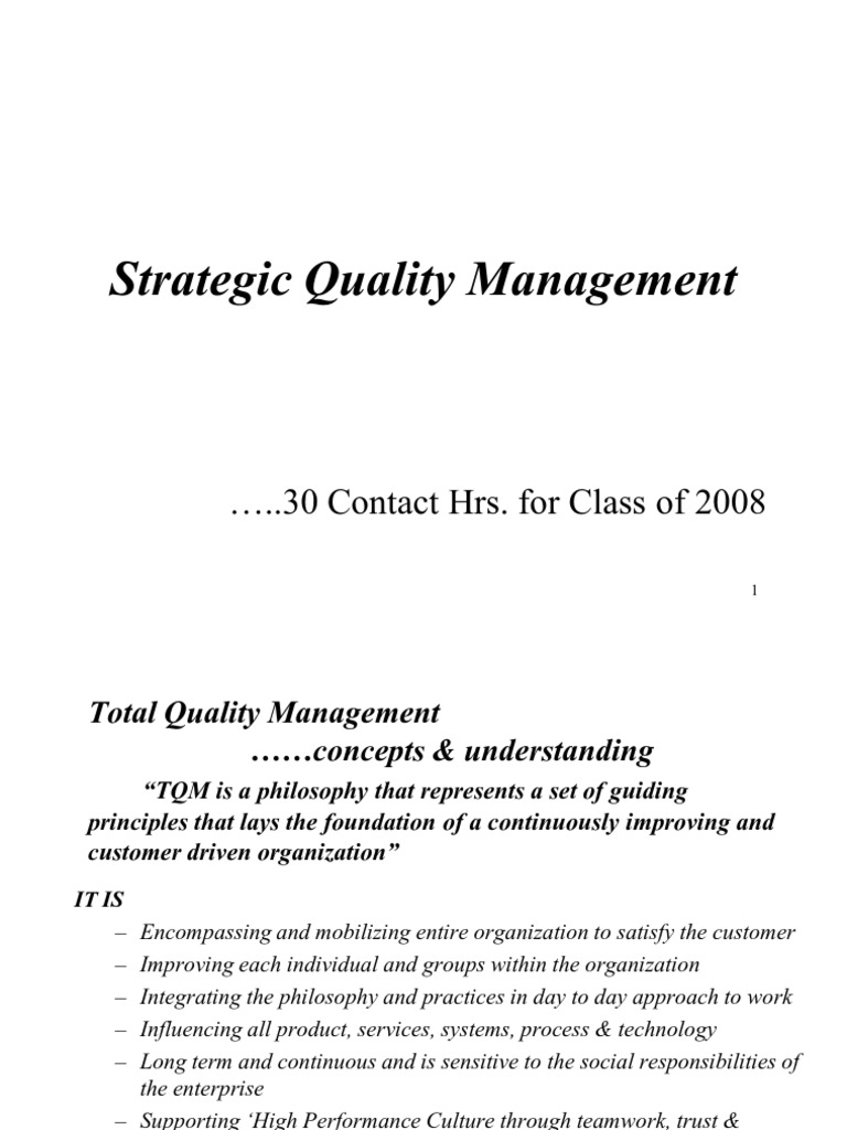 Strategic Quality Management | PDF | Business Process | Strategic ...