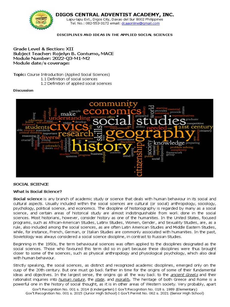 Humss Diass Module 1 and 2 | PDF | Social Sciences | Science