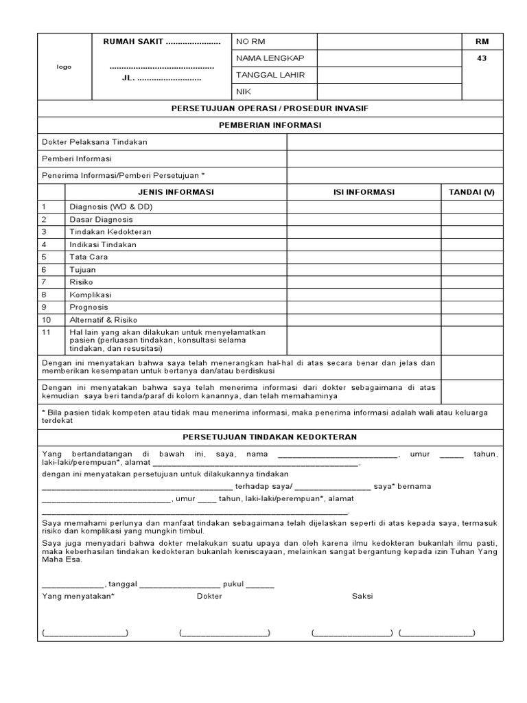 Formulir Persetujuan Tindakan Medis | PDF