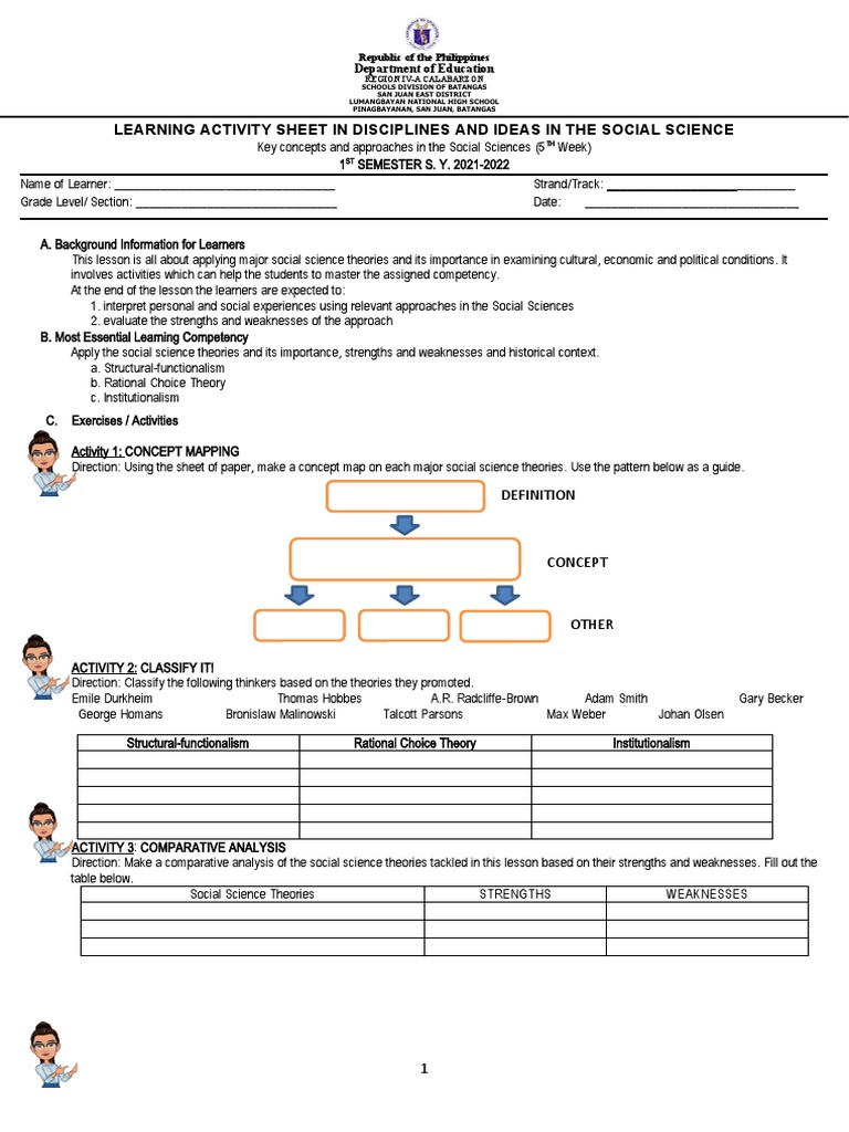 Learning Activity Sheet in Disciplines and Ideas in The Social Science ...