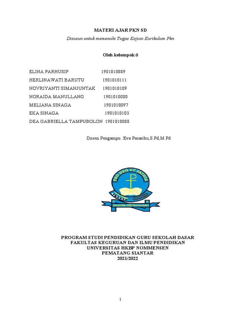 Materi Ajar PKN SD Kel 6 | PDF