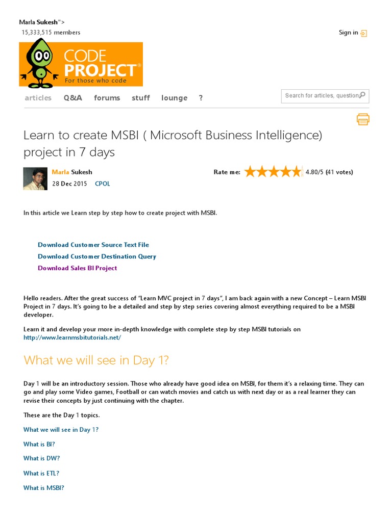 Learn To Create MSBI (Microsoft Business Intelligence) Project in 7 ...