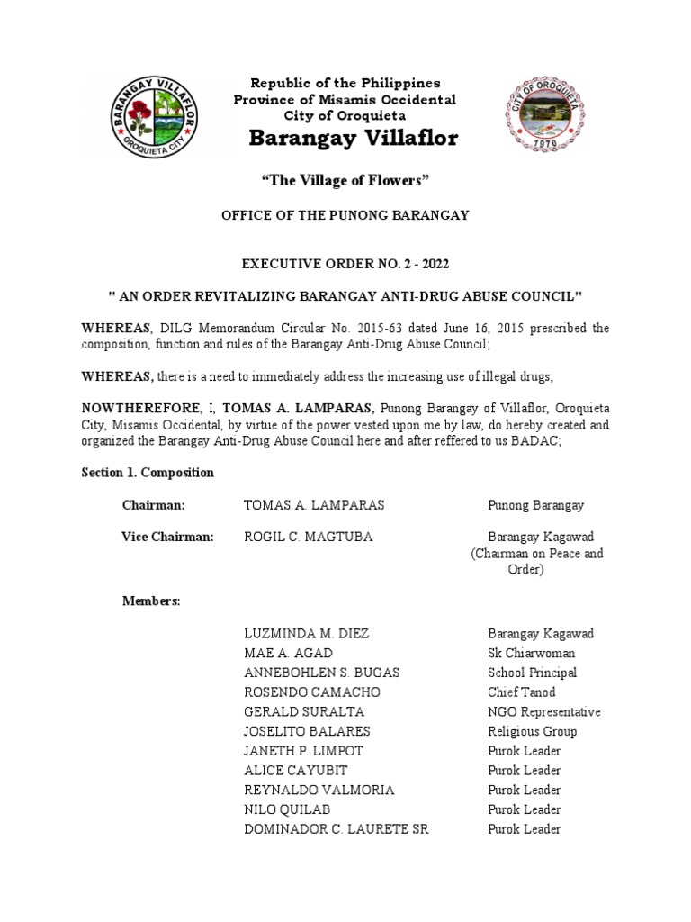 Executive Order 02-22 - Revitalizing Anti-Drug Abuse Council - Badac ...