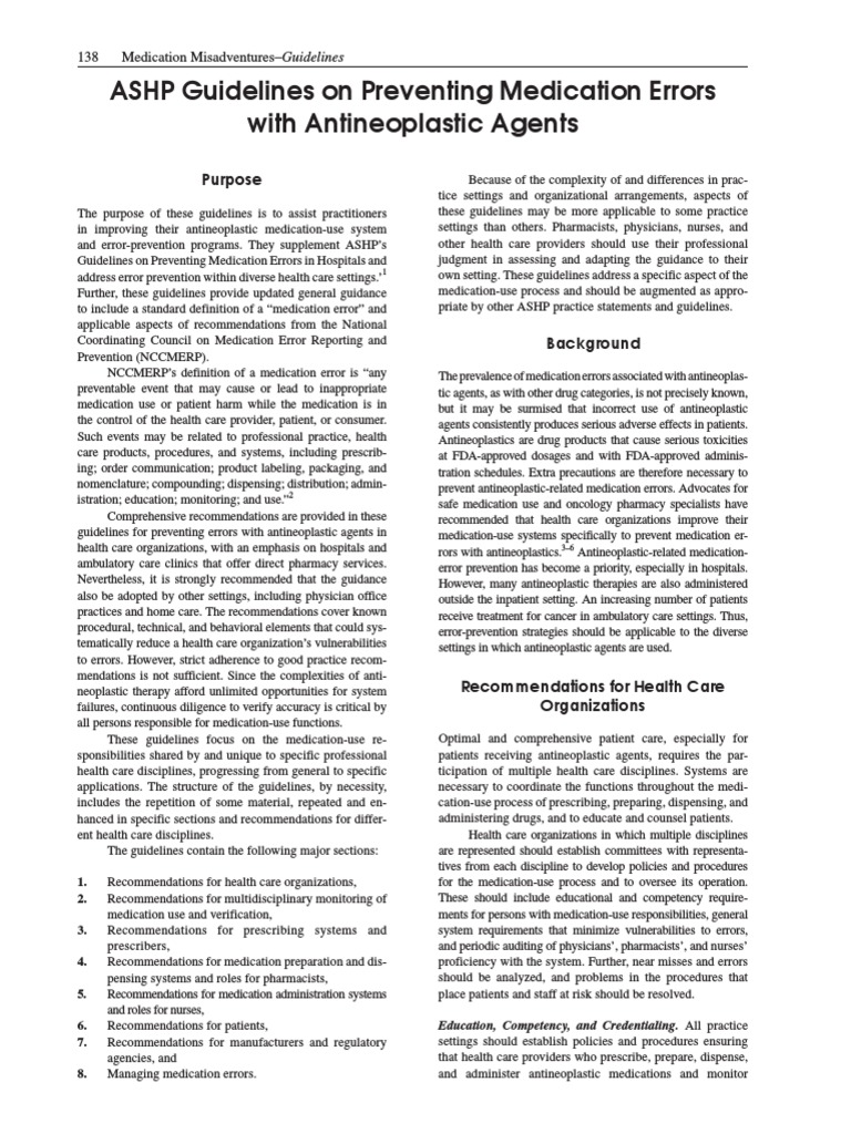 ASHP - Guidelines On Preventing Medication Errors | PDF | Pharmacy ...