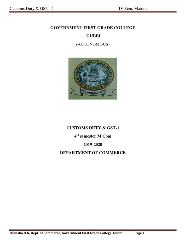 Custom Duty and GST - 1 PDF | PDF | Taxes | Indirect Tax