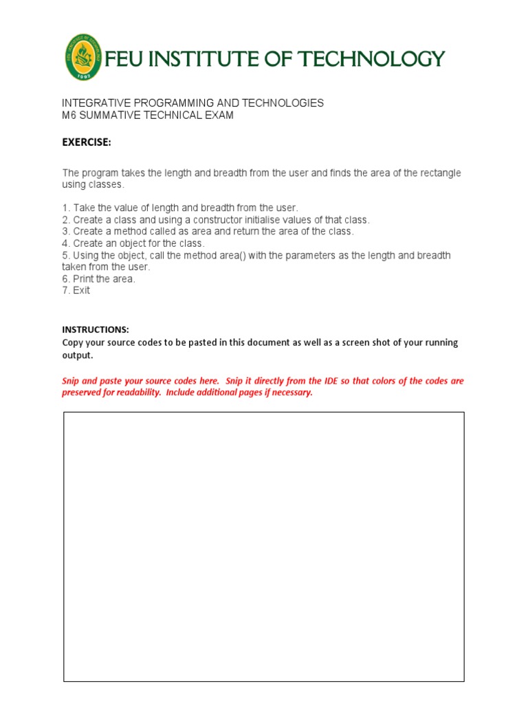 Module 6 Summative Technical Exam | PDF