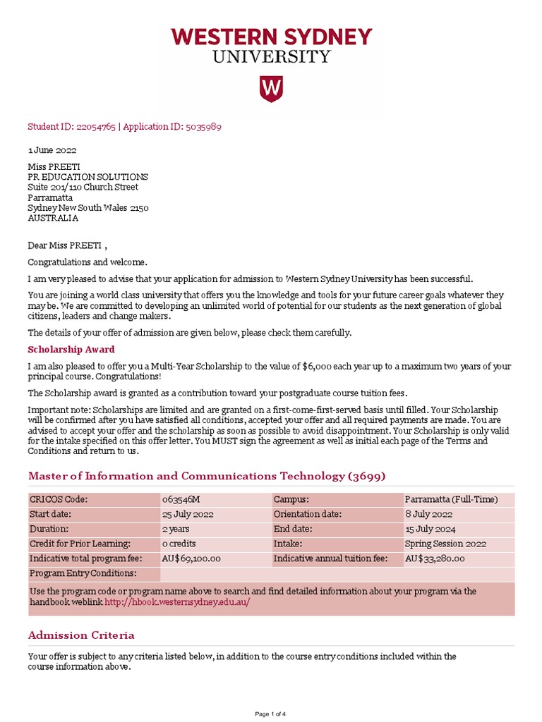 Preeti Offer Letter - Mict | PDF | University And College Admission ...