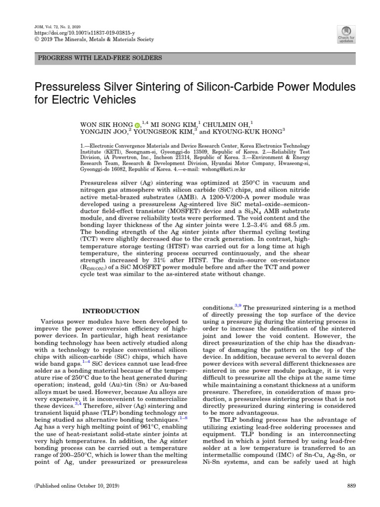 Pressureless Ag Sintering for SiC Modules | PDF | Sintering | Fracture