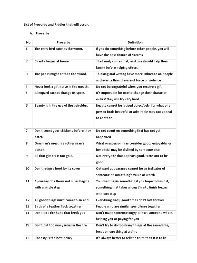 Proverbs and Riddles For Students | PDF | Laughter