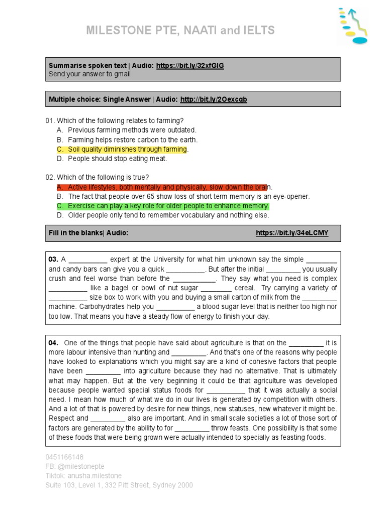 Milestone Pte, Naati and Ielts | PDF | Social Networking Service ...