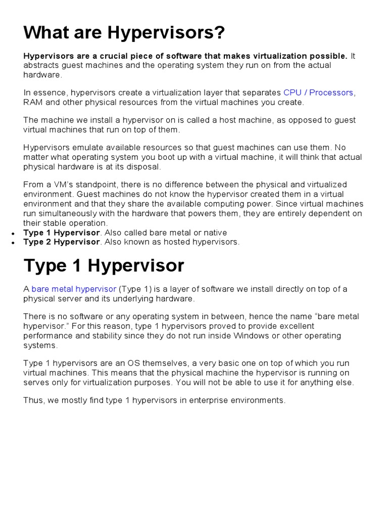 Hypervisors | PDF | Virtual Machine | Virtualization