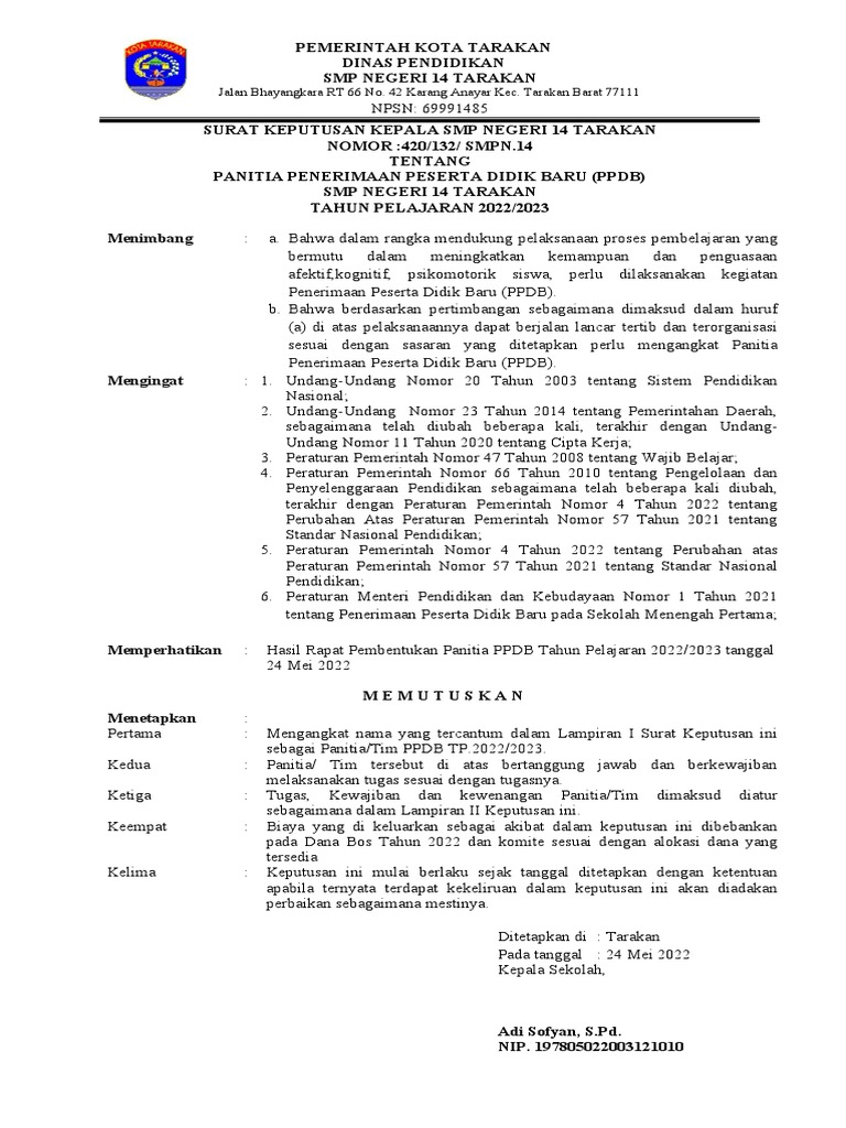 SK PPDB 2022-2023 | PDF