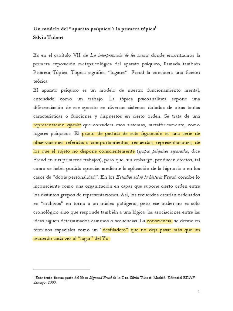 Modelo del aparato psíquico en Freud | PDF | Mente inconsciente ...