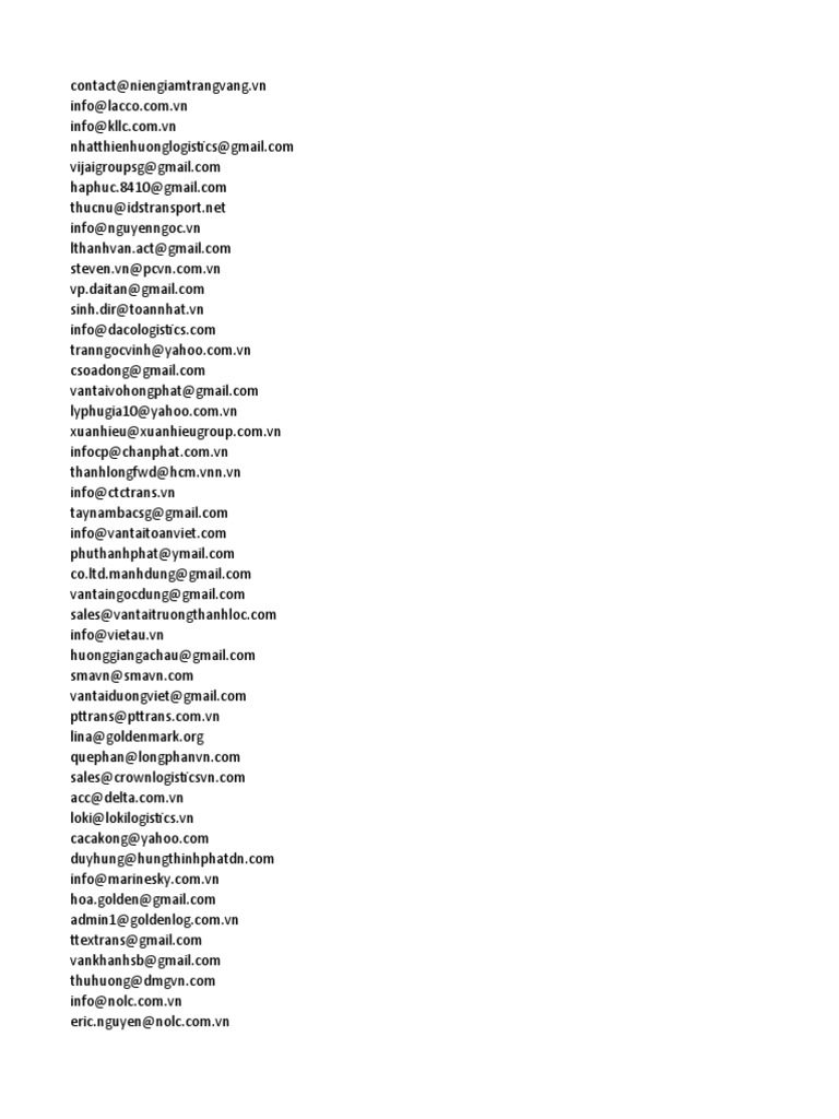 Logistics and Contact Emails List | PDF