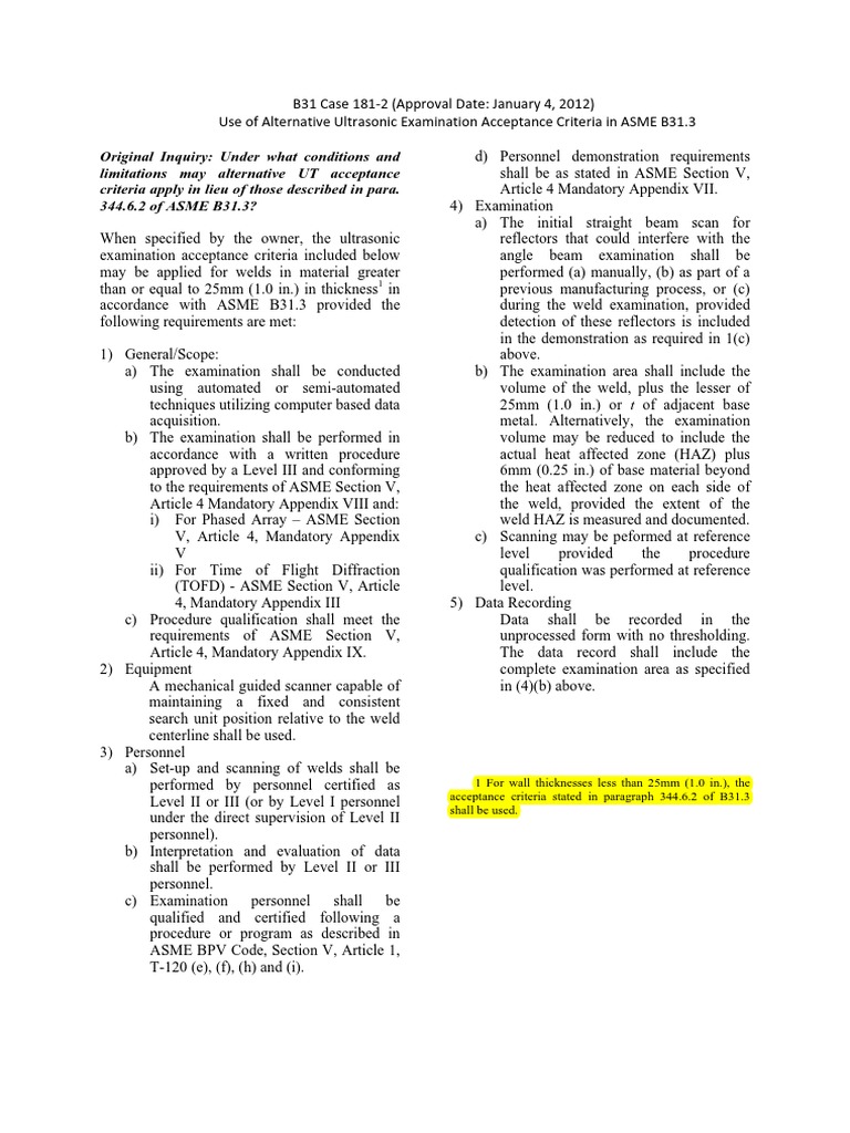 Code Case 181 | PDF | Nondestructive Testing | Applied And ...