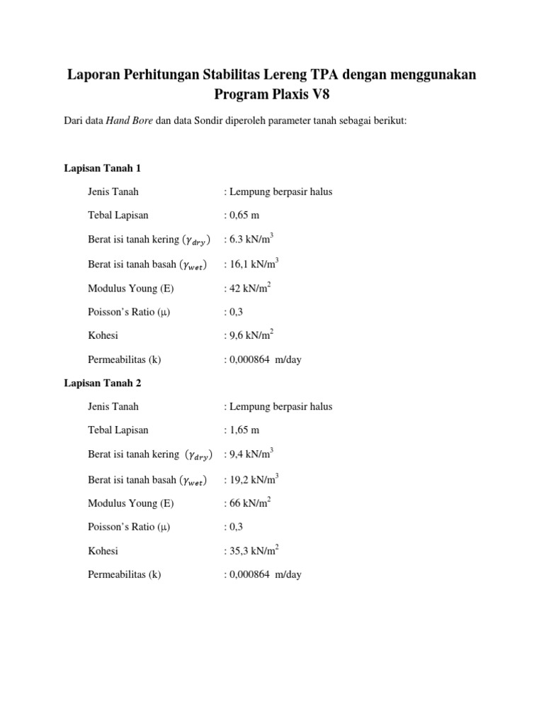 Laporan Perhitungan Stabilitas Lereng TPA Dengan Menggunakan Program ...