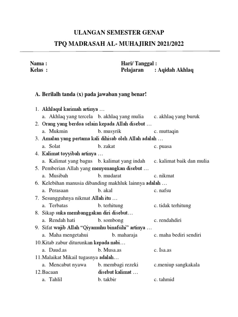 Ulangan TPQ Al-Muhajirin | PDF