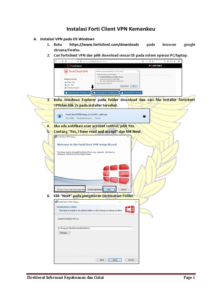 Instalasi Forti Client VPN Kemenkeu | PDF