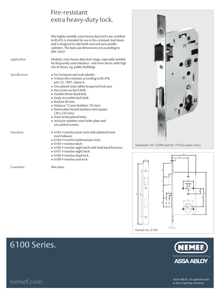 Nemef 6109 Fire-Resistant Lock Case | PDF | Screw | Tools