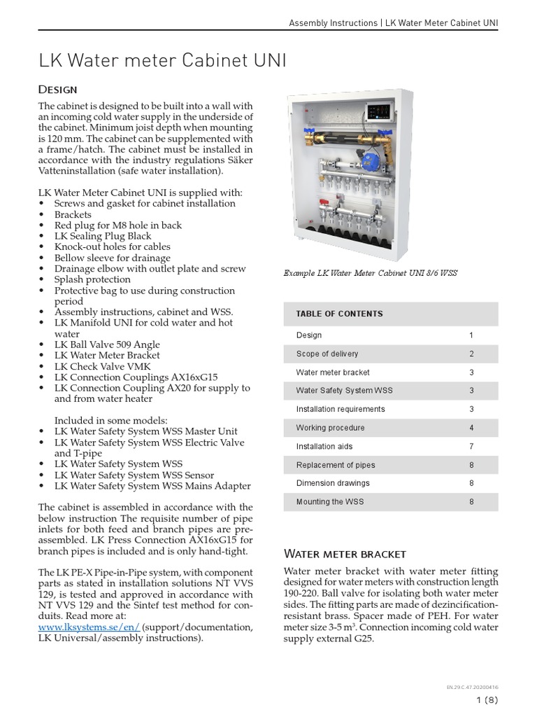LK Water Meter Cabinet UNI: Design | PDF | Pipe (Fluid Conveyance) | Valve
