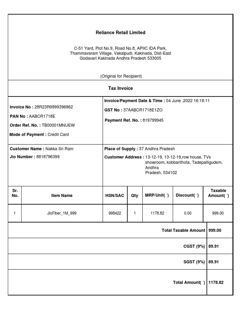 My Invoice Jio June | PDF | Receipt | Invoice