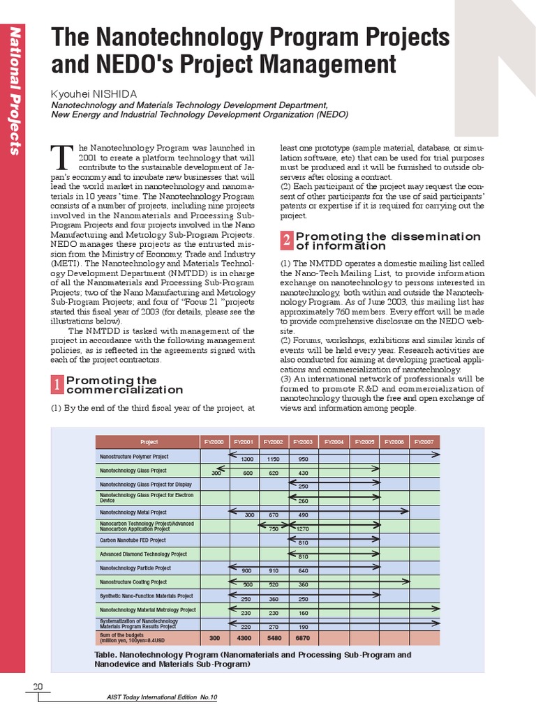 The Nanotechnology Program Projects and NEDO's Project Management | PDF ...