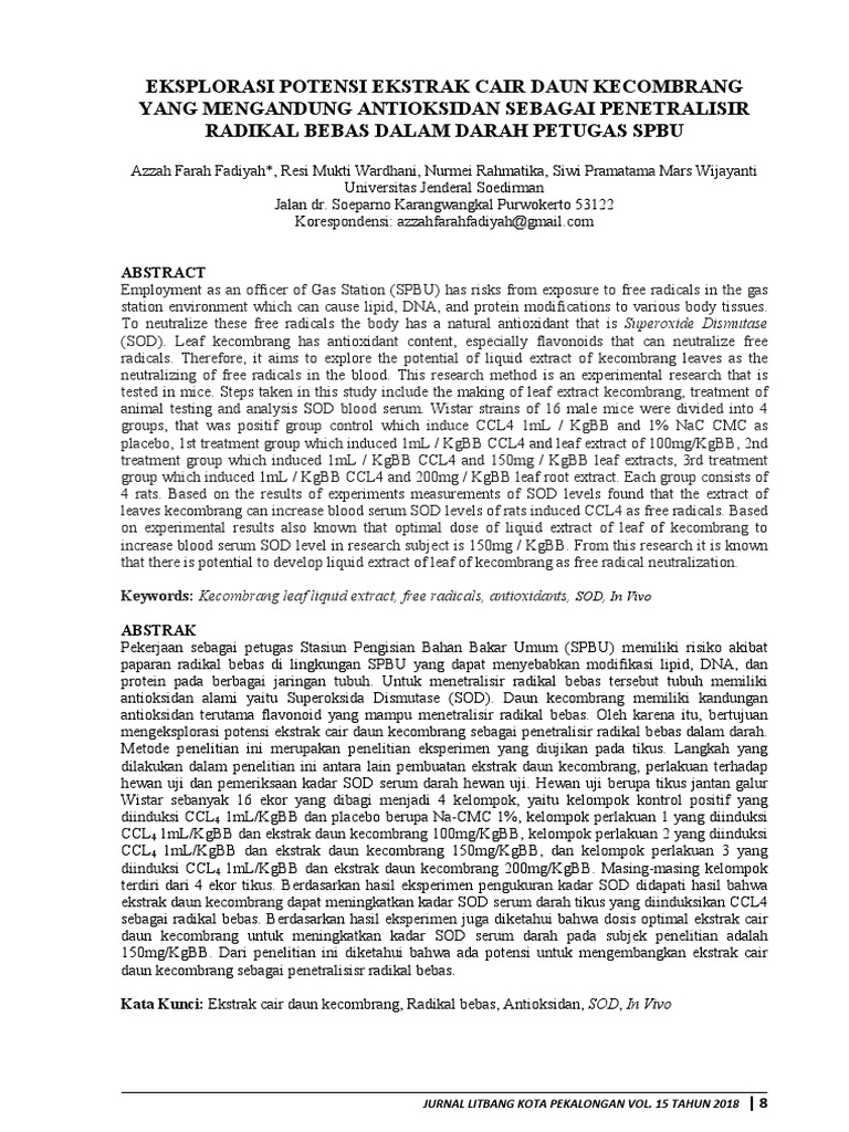 72-Article Text-137-1-10-20190124 | PDF | Superoxide Dismutase | Metabolism