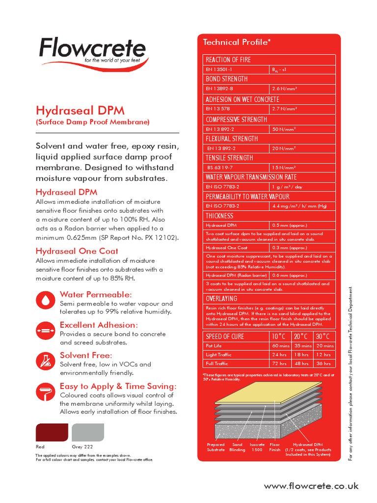 Flowcrete Uk Tds Hydraseal DPM January 2020 ENG | PDF | Concrete | Sand