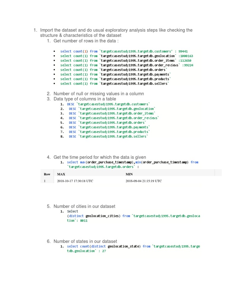 Target SQL Case Study | PDF | Information Technology Management | Computer Data