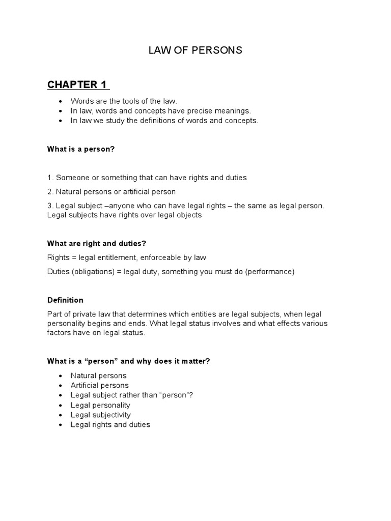 Law of Persons Summaries | PDF | Domicile (Law) | Burden Of Proof (Law)