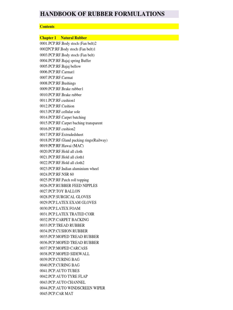 Rubber Formulation Guide | PDF | Tire | Natural Rubber