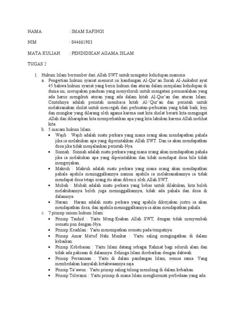 Tugas 2 Pendidikan Agama Islam | PDF