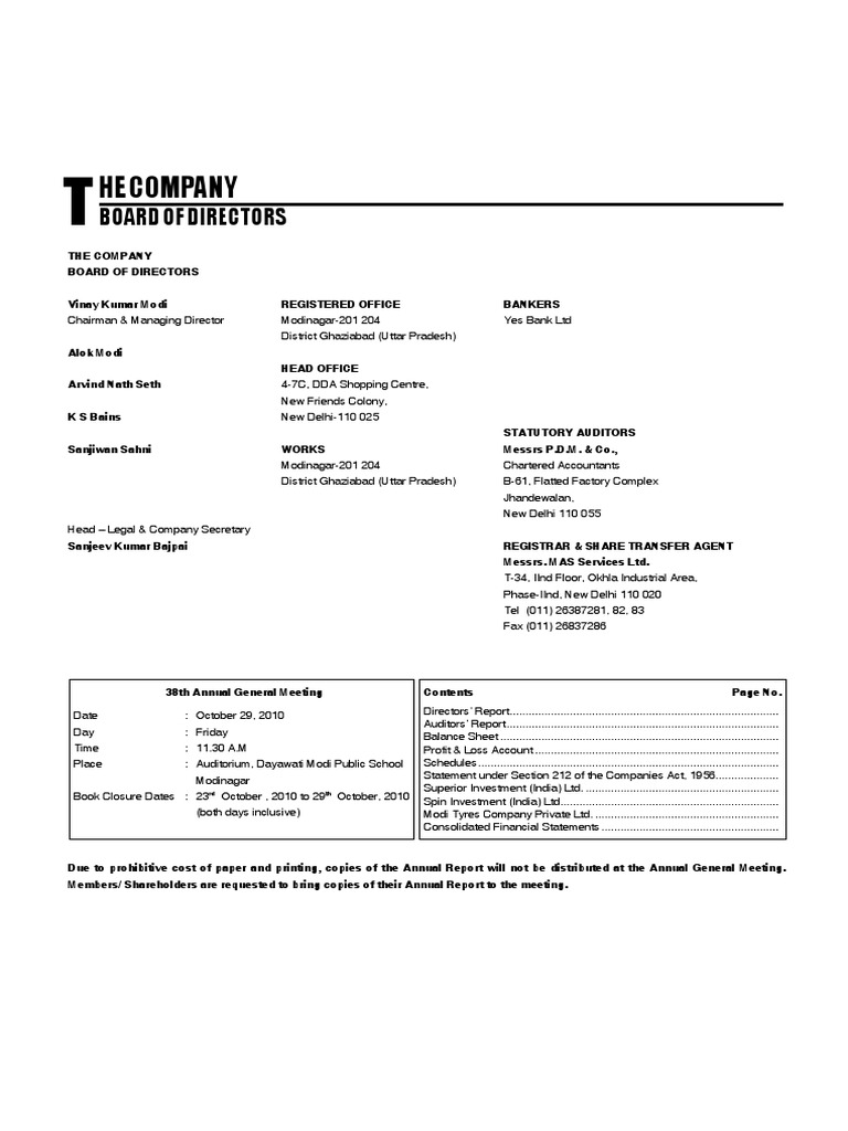 Modi Rubber Annual Report | PDF | Financial Audit | Audit