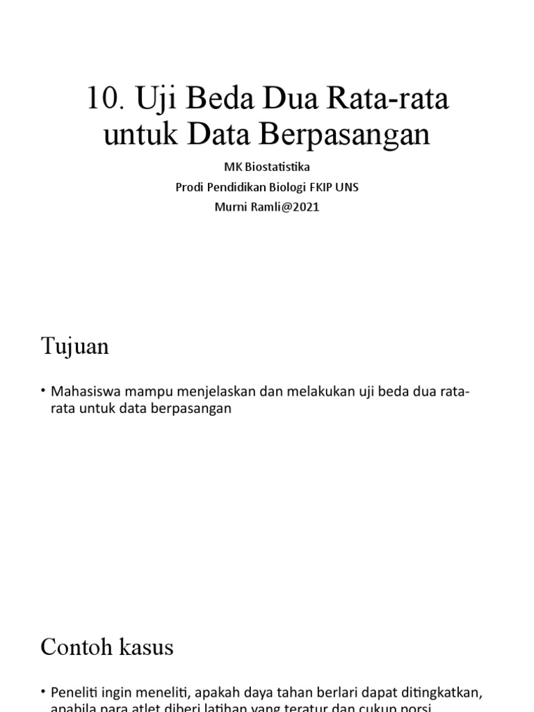 Uji Beda Rata-rata Data Berpasangan | PDF