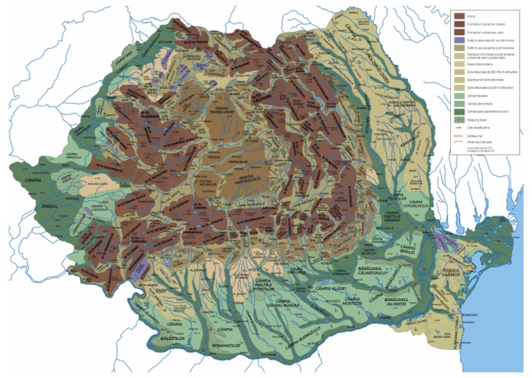 A0 Harta Reliefului Din Romania 2 | PDF