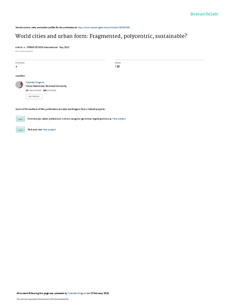 World Cities and Urban Form: Fragmented, Polycentric, Sustainable ...