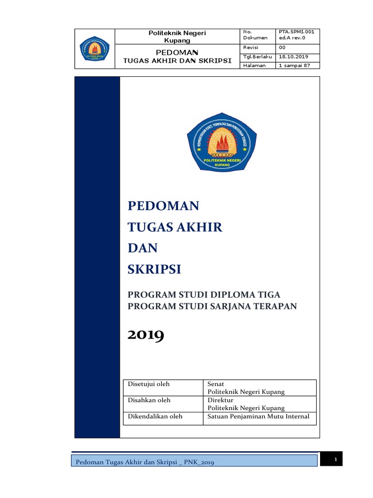 Pedoman Tugas Akhir PNK 2019 | PDF