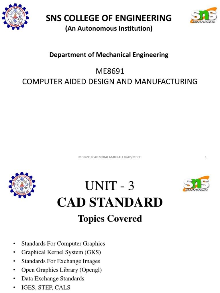 Sns College of Engineering: ME8691 Computer Aided Design and ...