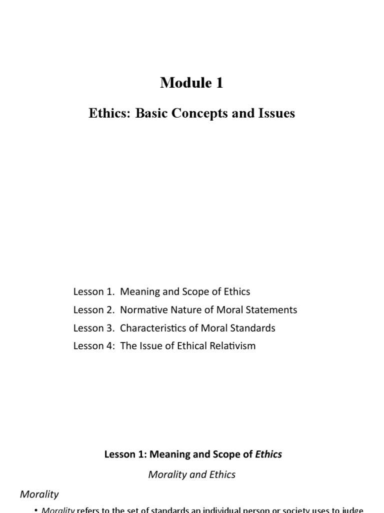 Ethics: Basic Concepts and Issues | PDF | Morality | Relativism