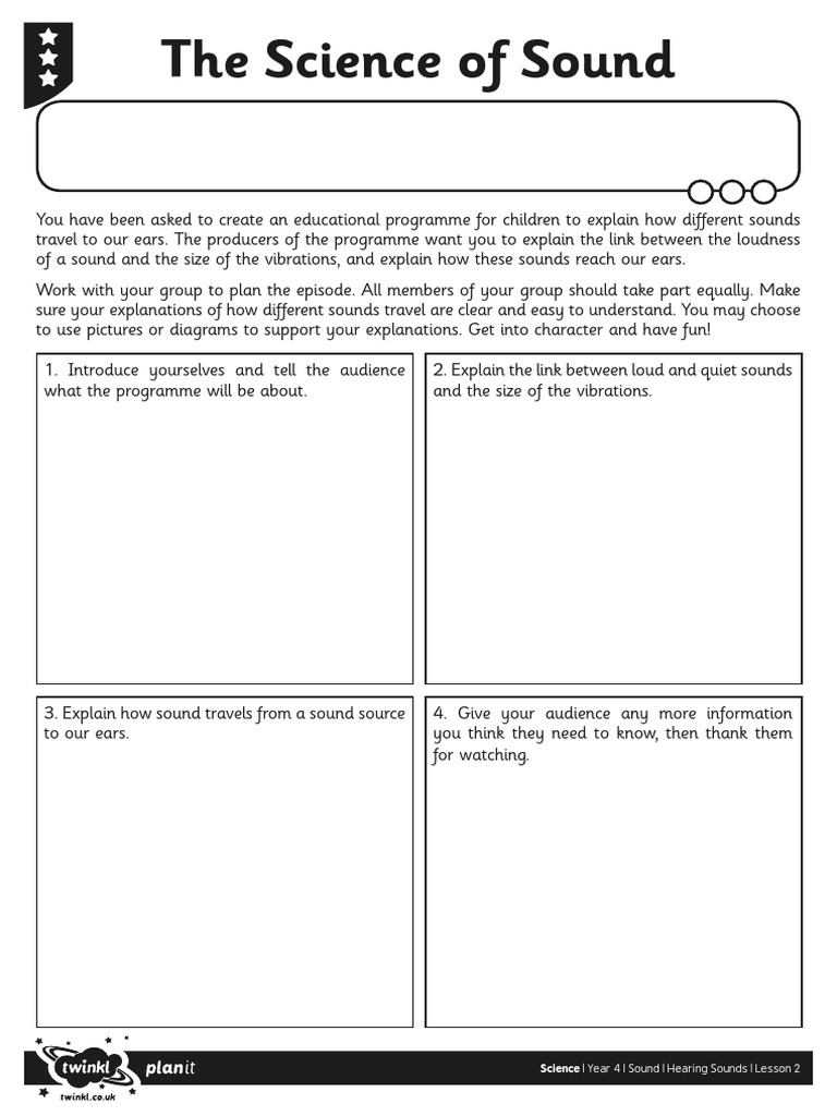 T2 S 760 Activity Sheet Science of Sound Differentiated | PDF | Sound | Ear