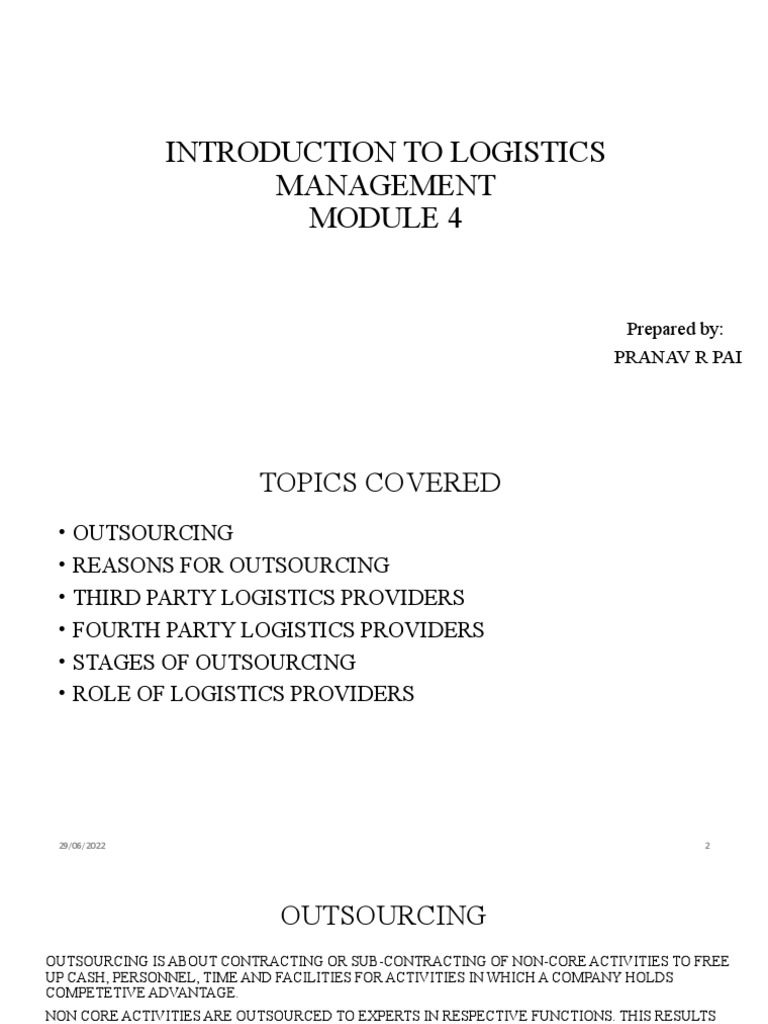Introduction To Logistics Management Module 4 | PDF | Logistics ...