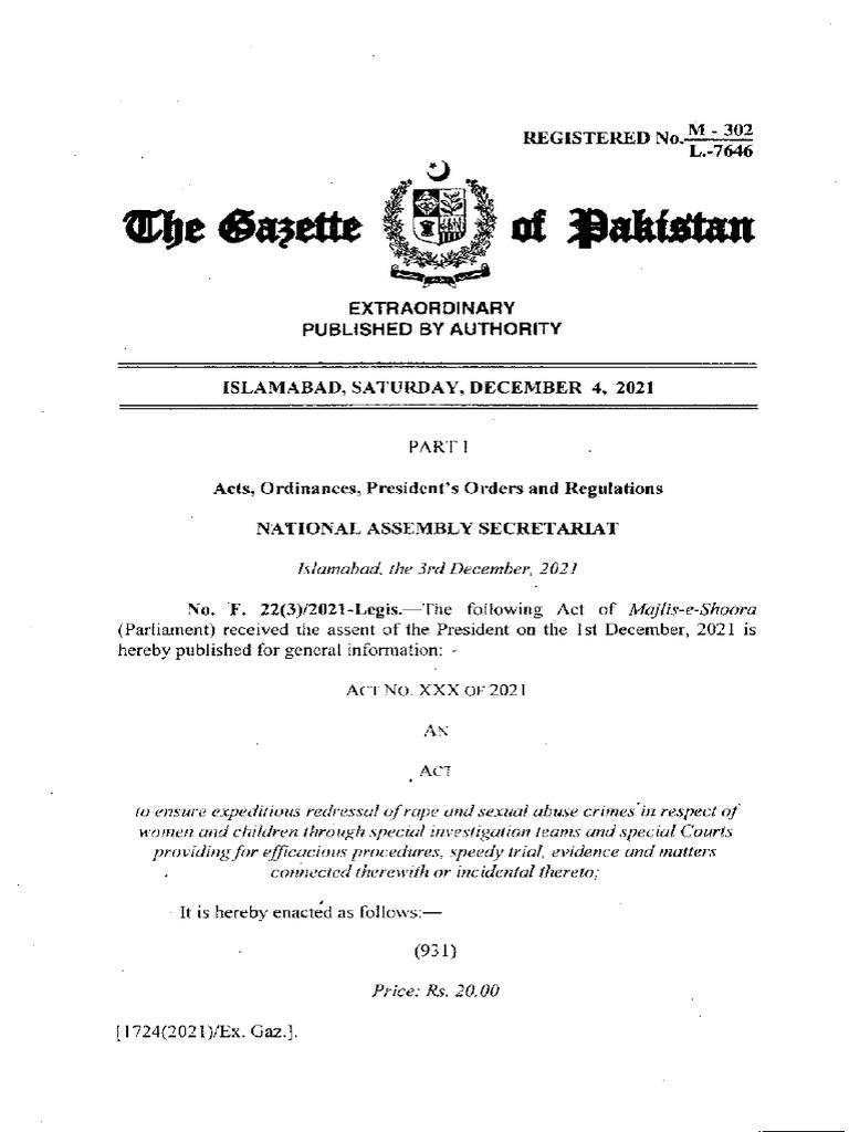 Anti-Rape Act, 2021 | PDF