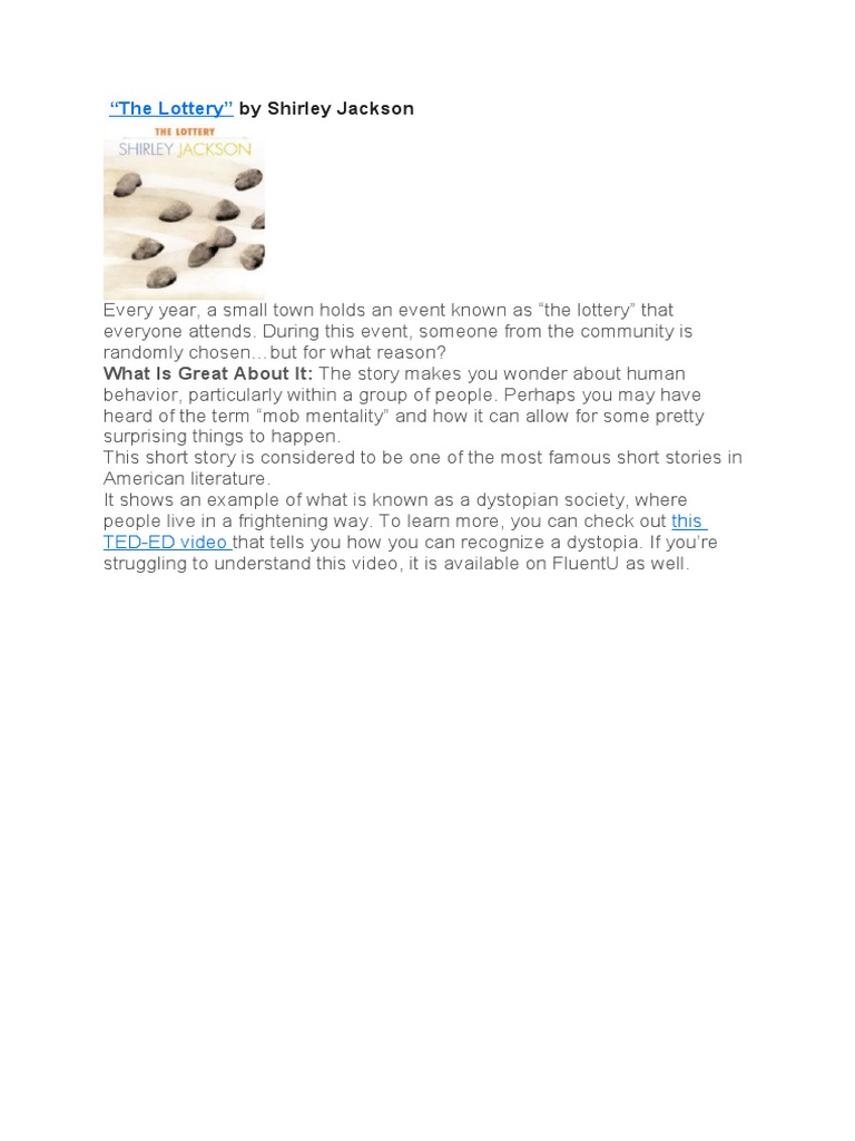 "The Lottery" by Shirley Jackson | PDF