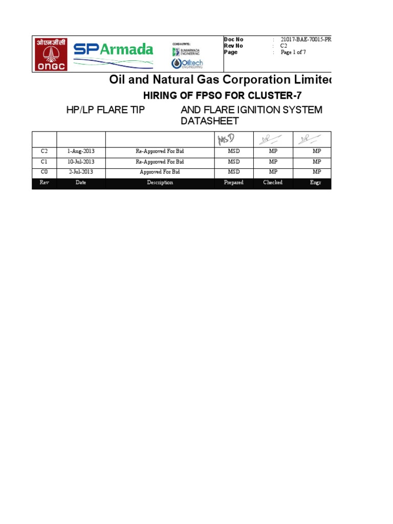 Oil and Natural Gas Corporation Limited: HP/LP Flare Tip and Flare ...