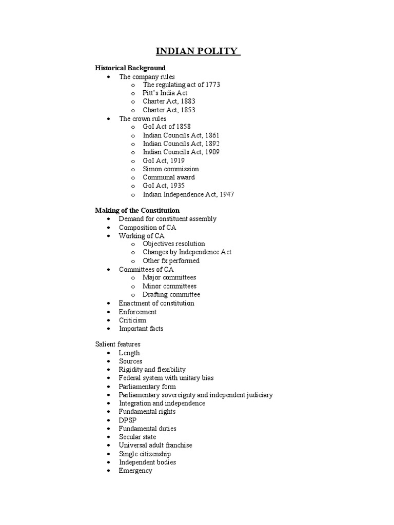 Indian Polity | PDF | Governance | Government And Personhood