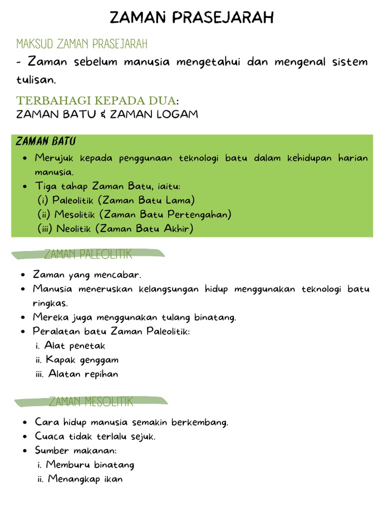 Sej T1 (Zaman Prasejarah) | PDF