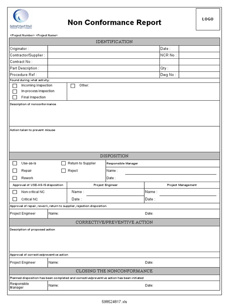 PMF-012-COM-013 v1 Non Conformance Report | PDF | Business