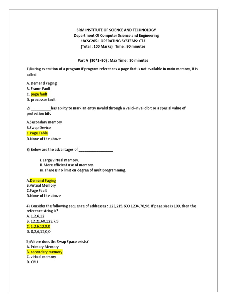 OS Mcqs | Download Free PDF | Computer Data | Computer Memory