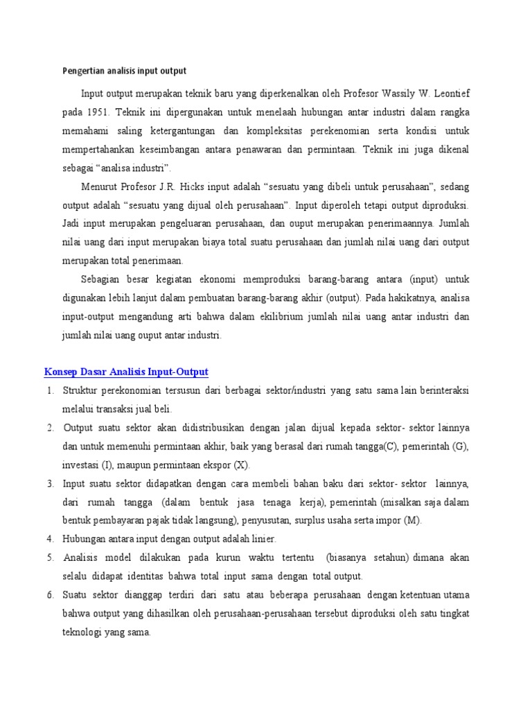 Analisis Input Output | PDF